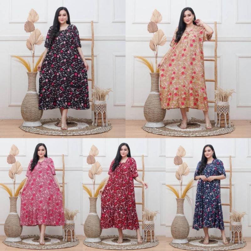 Jual dres fuji terbaru motif bunga bunga kekinian cocok di pakai sehari ...