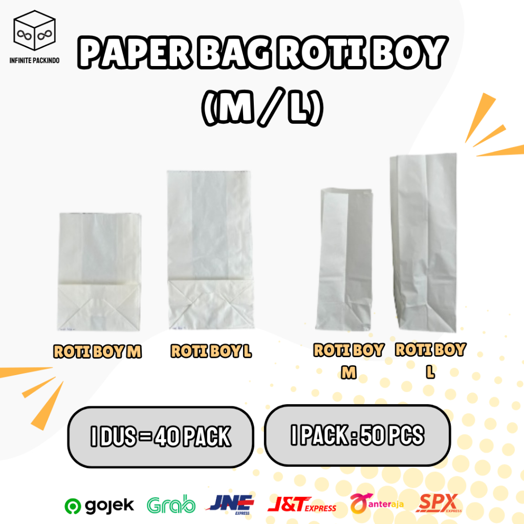 Jual (ISI 50 PCS) Paper Bag Roti Boy / Kantong Kertas Roti / Paper Bag ...