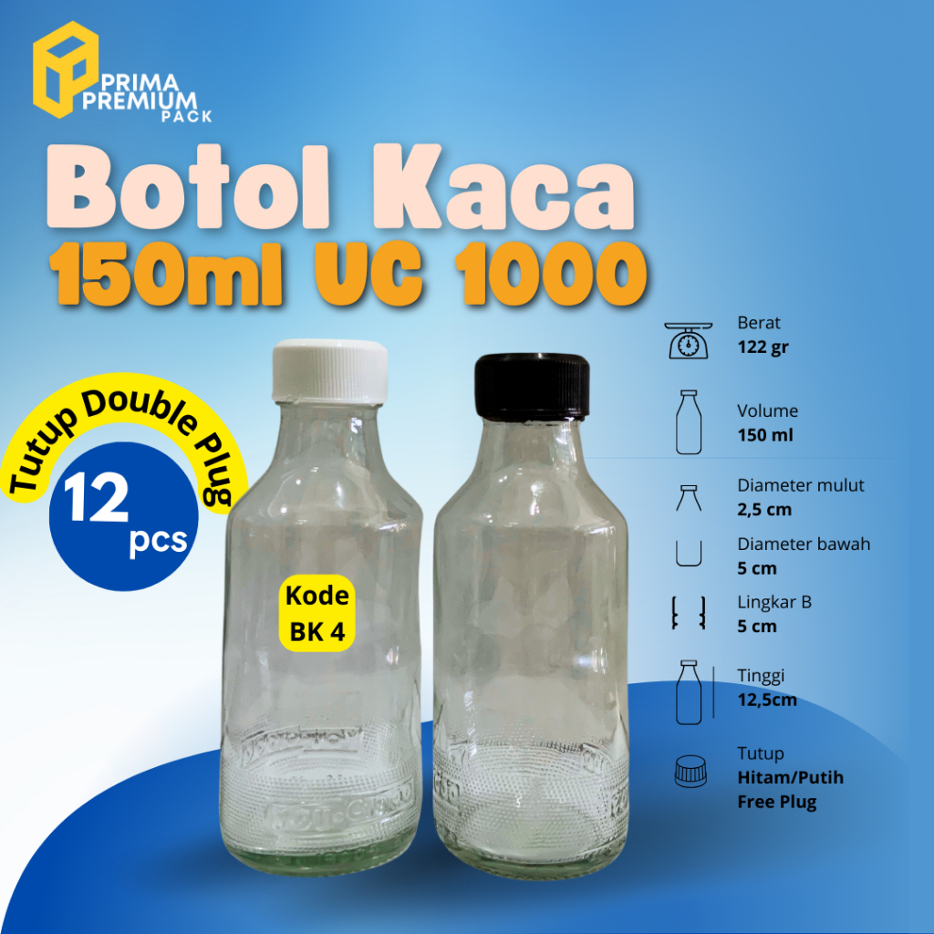 Jual Botol UC 1000 150ml Tutup Lengkap 2 Kombinasi BK4 | Shopee Indonesia