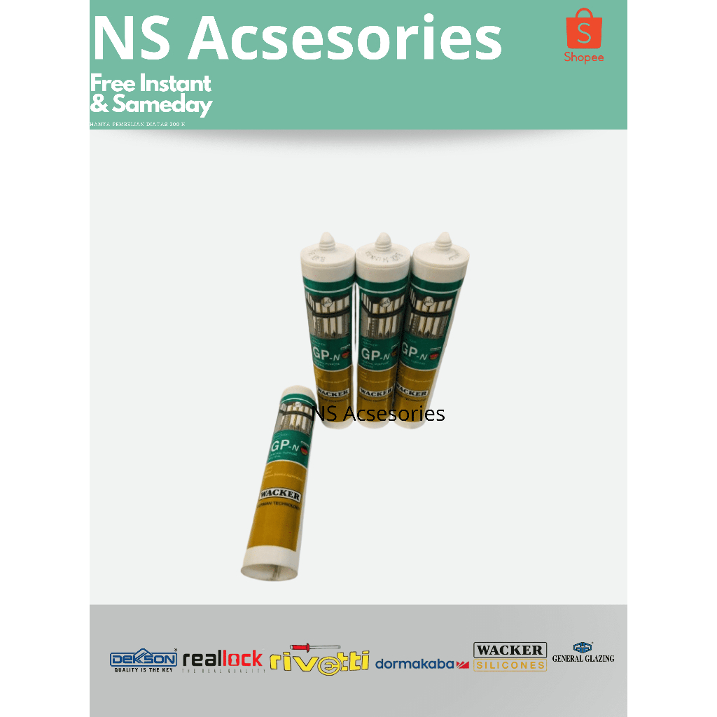 Jual Silicone / lem kaca Wacker GP-N netral 1 DUS (25 Btl) | Shopee ...