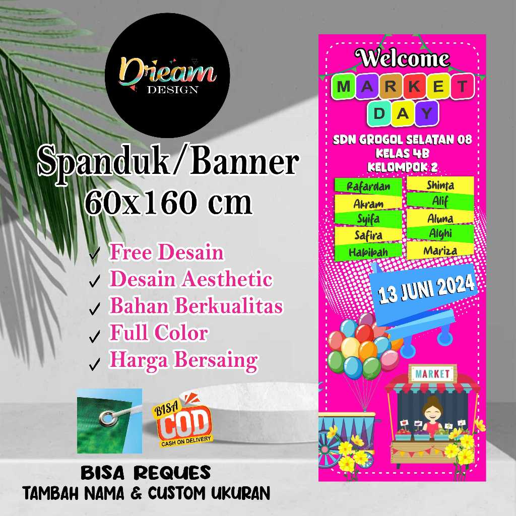 Jual Spanduk 60x160 cm WELCOME WARKET DAY Custom Desain | Shopee Indonesia