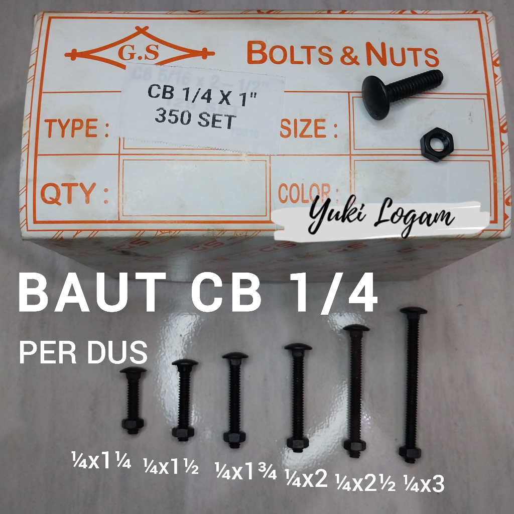 Jual 1 Dus Baut Mur CB 1/4 baut mur kunci 10 baut bak truk baut pagar ...