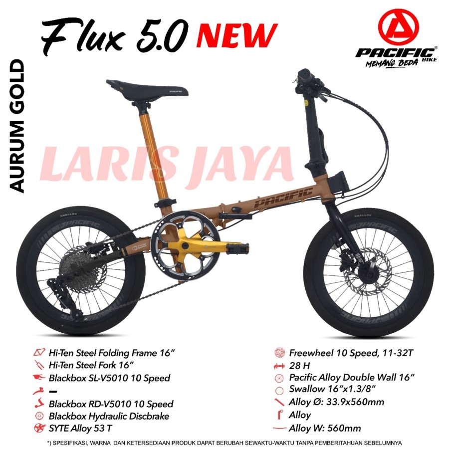 Jual [ BONUS BELL ] Sepeda lipat pacific FLUX 5.0 10 speed Lipat FLUX 5 ...