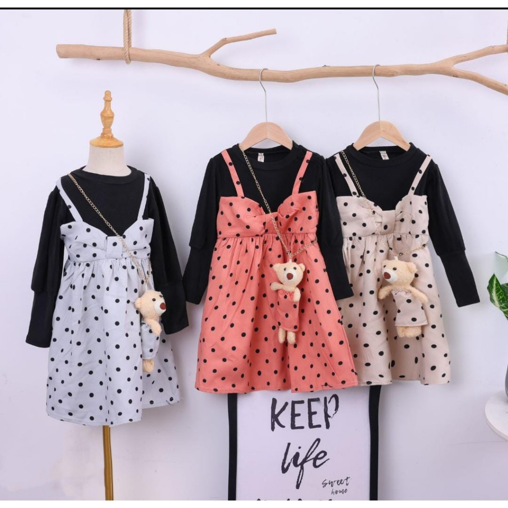 Jual 4-9Tahun Gaun Anak Cewek Katun Lucu Free Tas Bear/Dress Anak ...