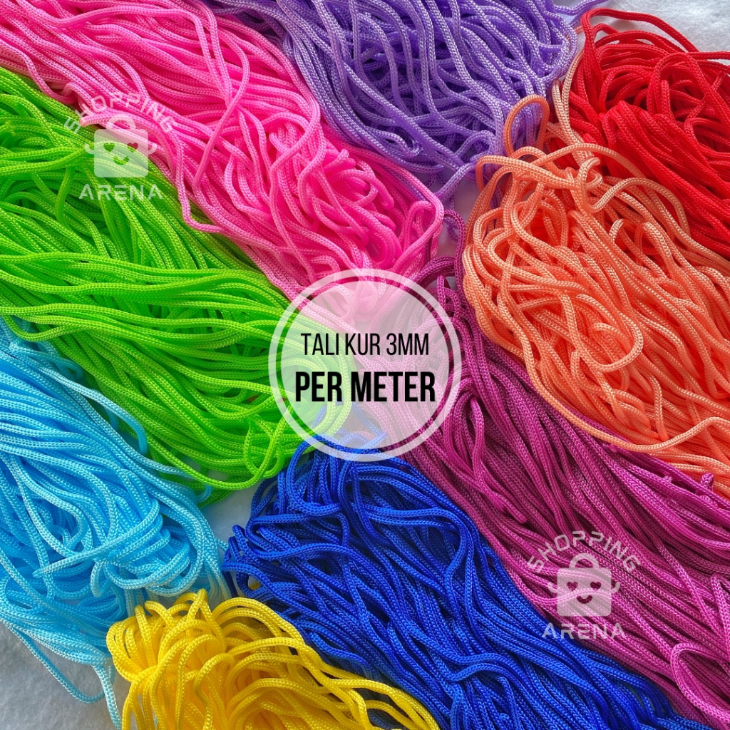 Jual Tali Kur Warna Warni Lengkap PER METER Ukuran 3mm Filamin Tali ...