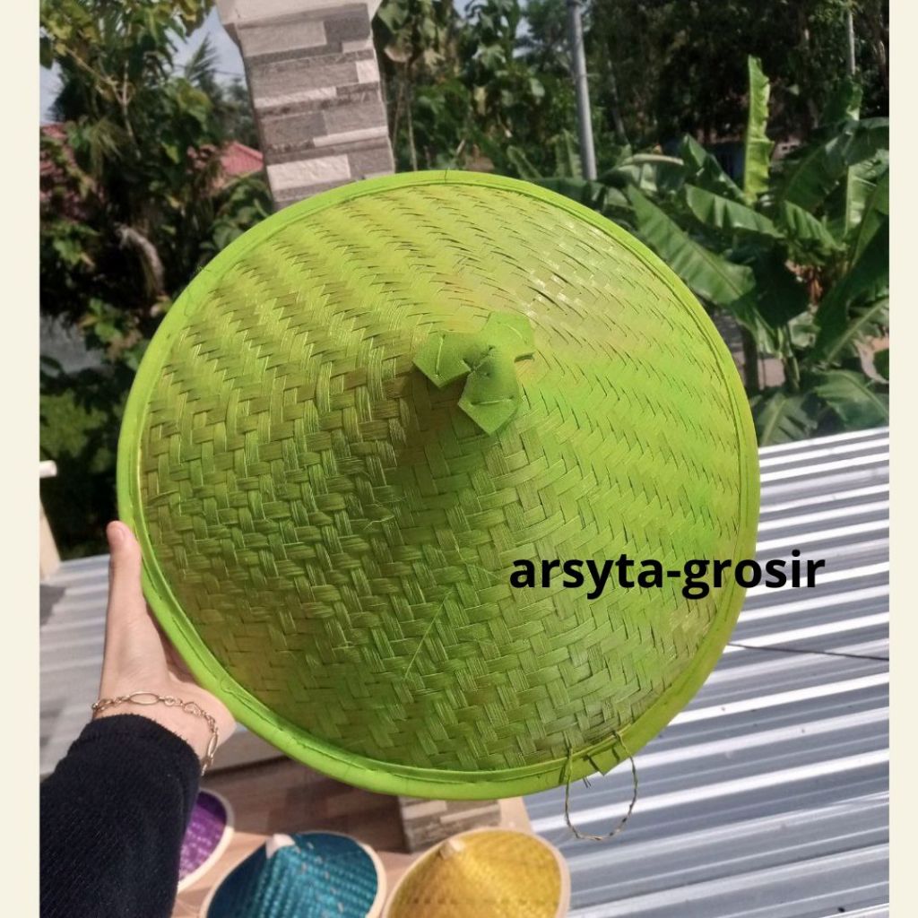 Jual Caping Petani Warna Hijau Full Minyak/Topi caping hias untuk OSPEK ...