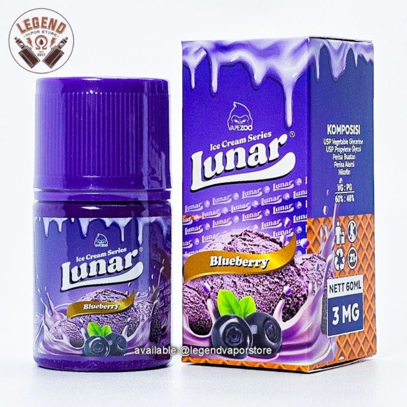 Jual FREEBASE - LIQUID LUNAR Blueberry Ice Cream 60ML 3MG 6MG AUTHENTIC ...