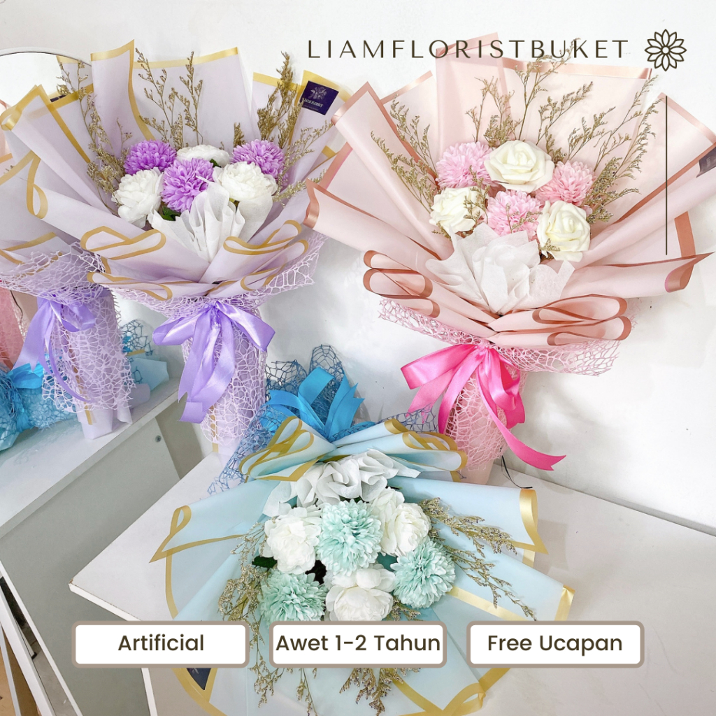 Jual BUKET ARTIFICIAL BUNGA POMPOM/BUKET BUNGA PALSU ARTIFICIAL/BUKET ...