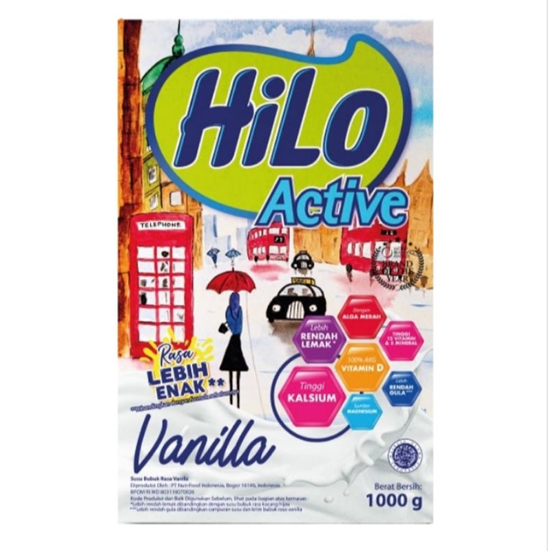 Jual HiLo Active susu bubuk tinggi kalsium rasa vanila kemasan isi 1 kg ...