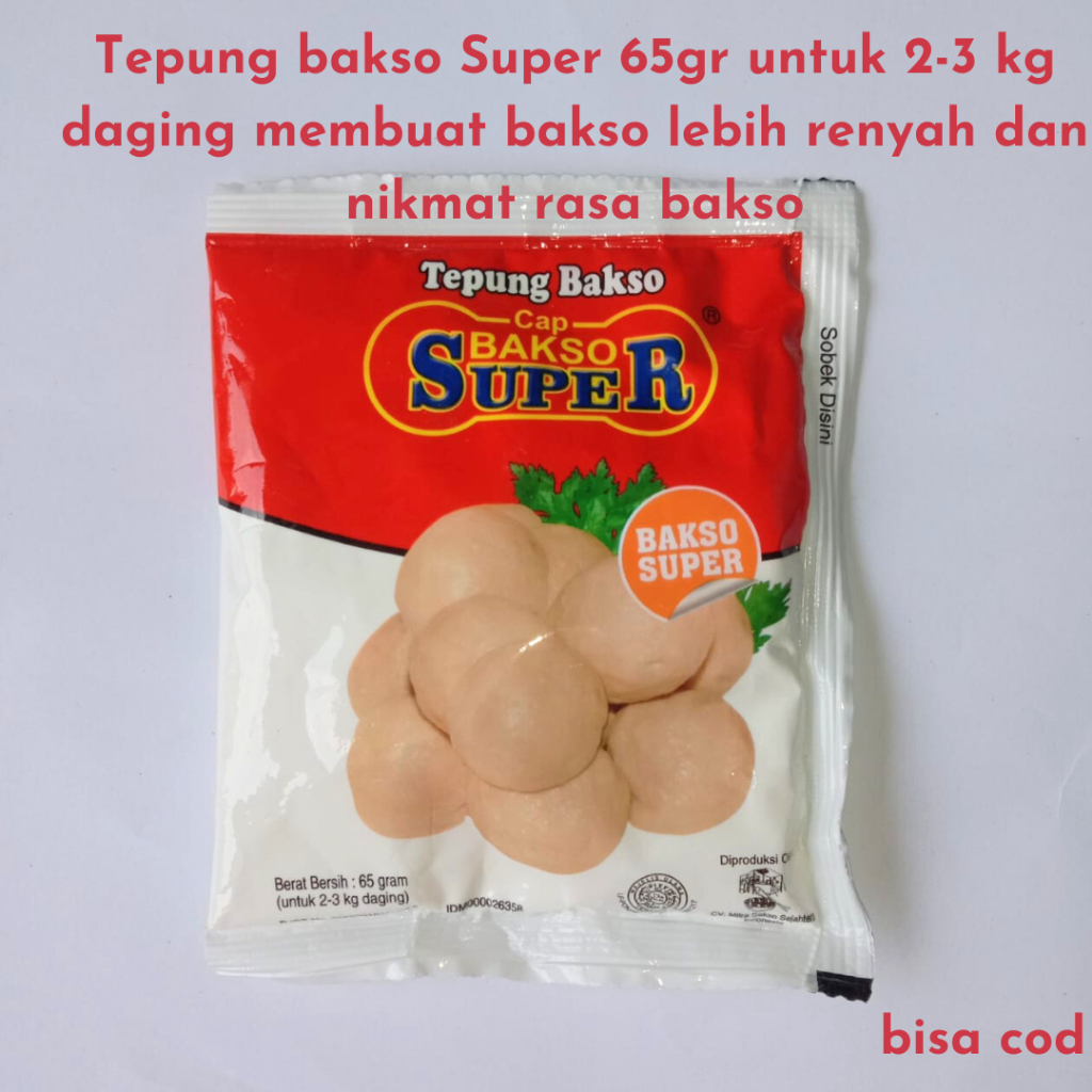 Jual Tepung bakso Super 65gr untuk 2-3 kg daging membuat bakso lebih ...