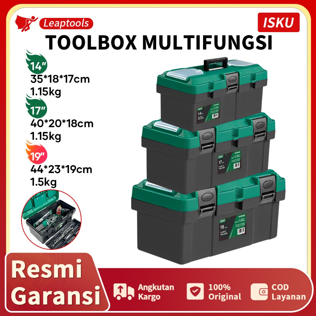 Jual ISKU Tool Box Besar Plastik 14 17 18 19 Inch Bahan Pp Tools Box ...