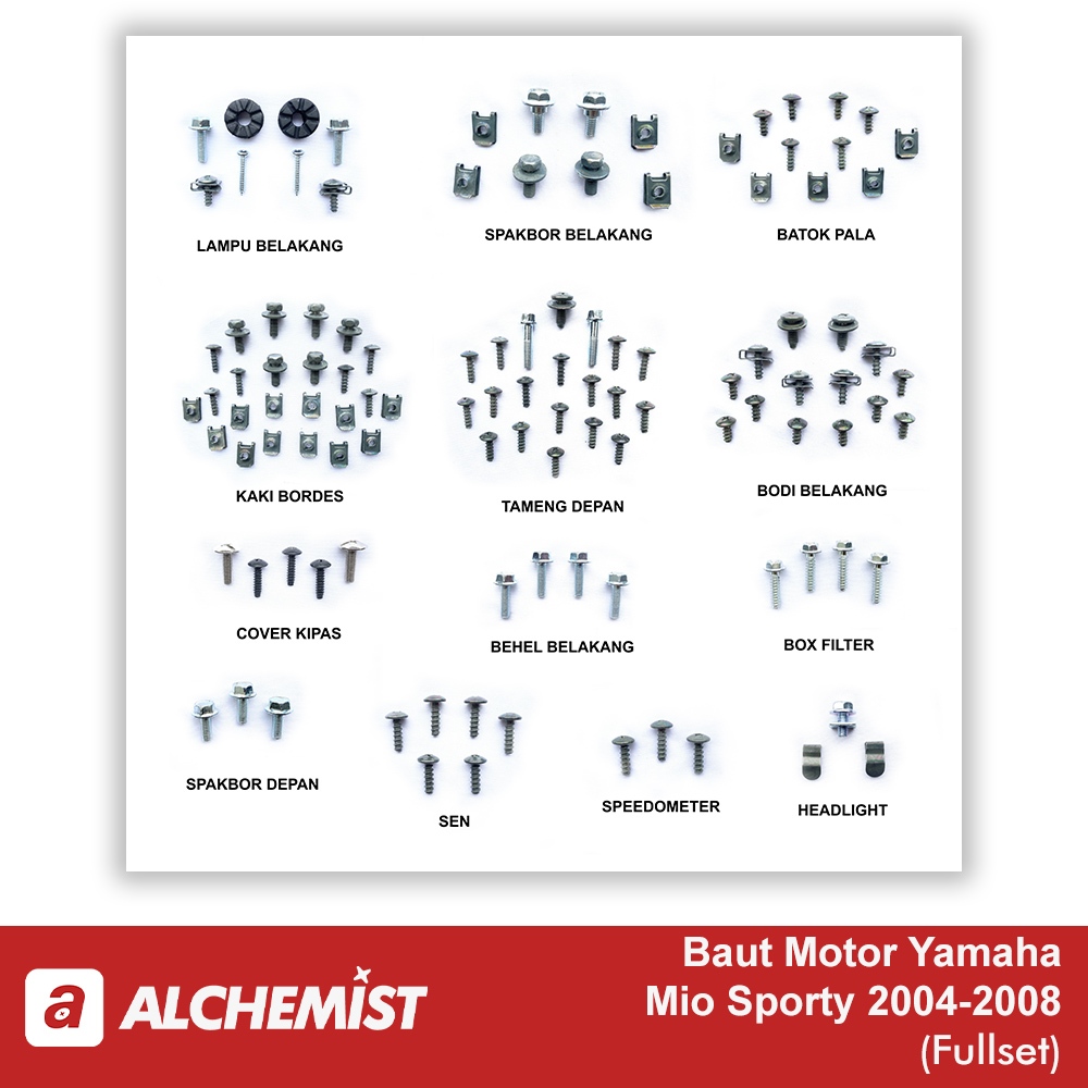 Jual COD Baut Mio Sporty /Baut Lengkap Mio Sporty Full Set / Baud ...
