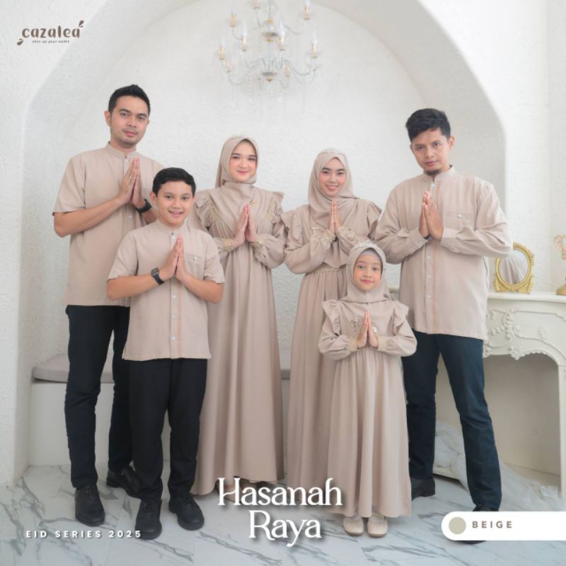 Jual SARIMBIT 2025 HASANAH RAYA BY CAZALEA WARNA BEIGE BAJU FAMILYSET ...