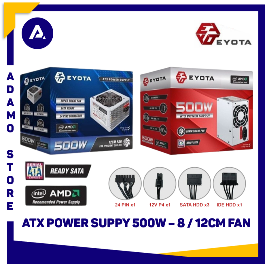 Jual Power Supply Eyota 500W ATX PSU Internal 8cm / 12cm Super Silent ...