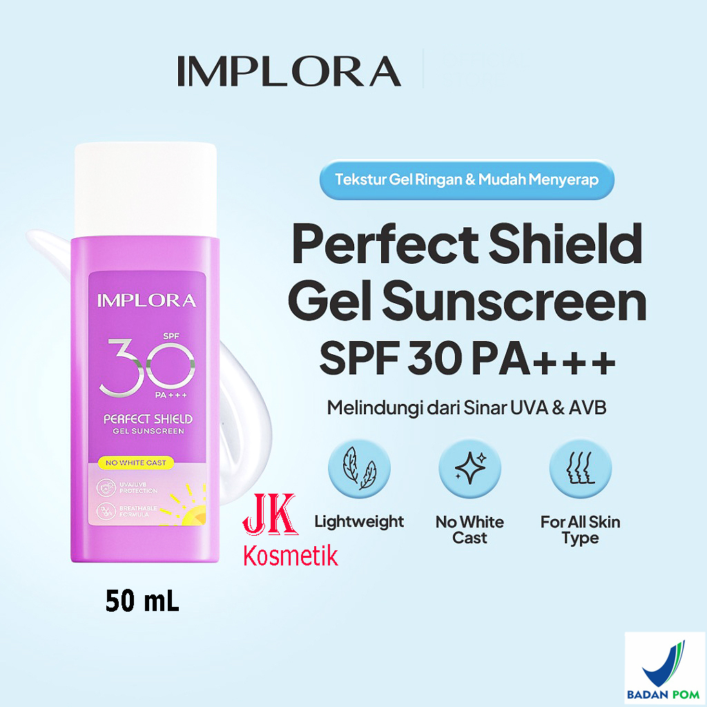 Jual Implora Sunscreen Gel Spf30 No White Cast Perfect Shield 50mL ...