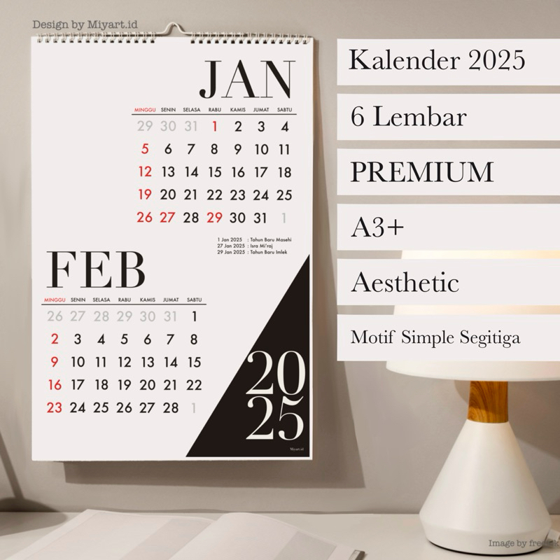 Jual Kalender 2025 | Kalender Motif Simple Segitiga | Kalender A3 ...