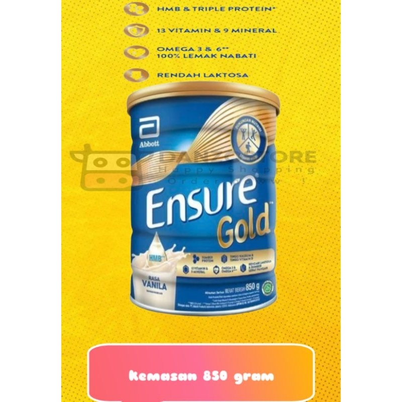 Jual ENSURE Gold 380g/850G Vanila/coklat/gandum | Shopee Indonesia