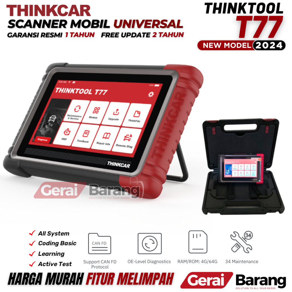 Jual Scanner Mobil Universal New THINKCAR THINKTOOL T77 Support CANFD DoIP Coding Learning ...