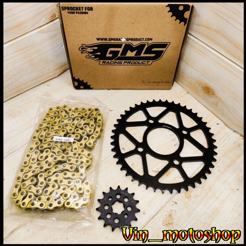 Jual Gear Set 428 GMS Racing BLACK SERIES Mega Pro Old New / Tiger / CB 150R / CBR 150 / Sonic ...