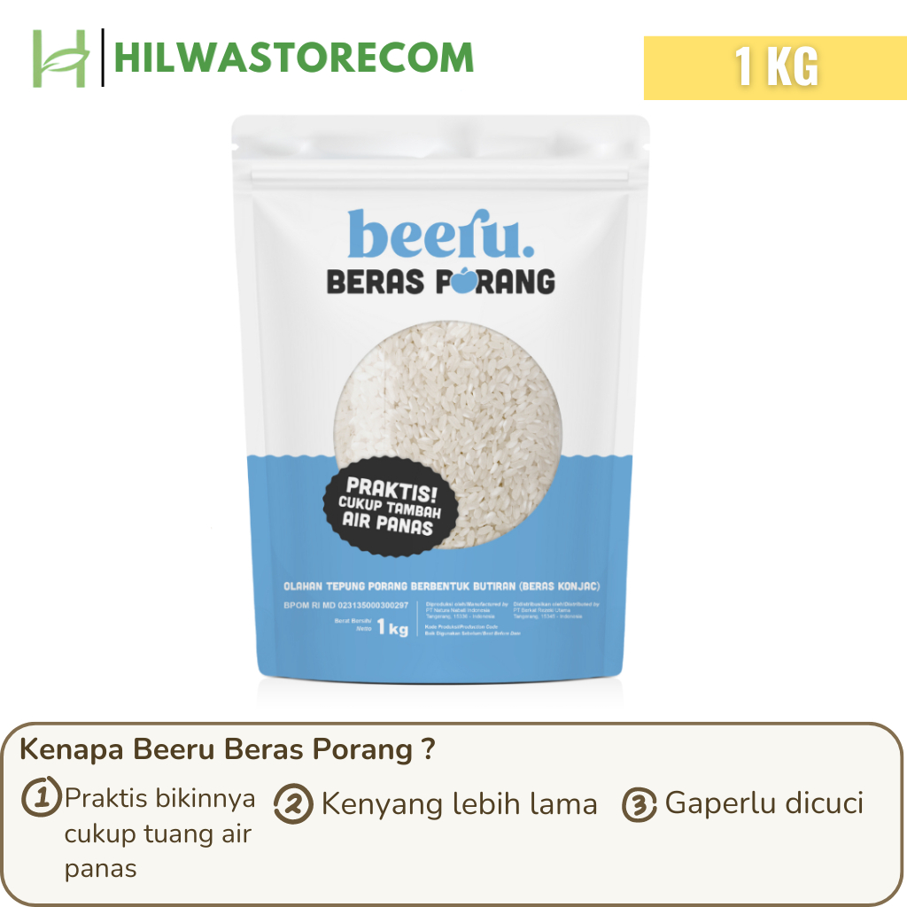 Jual BEERU BERAS PORANG POUCH 1KG - SHIRATAKI KONJAC RICE | SENIKMAT ...