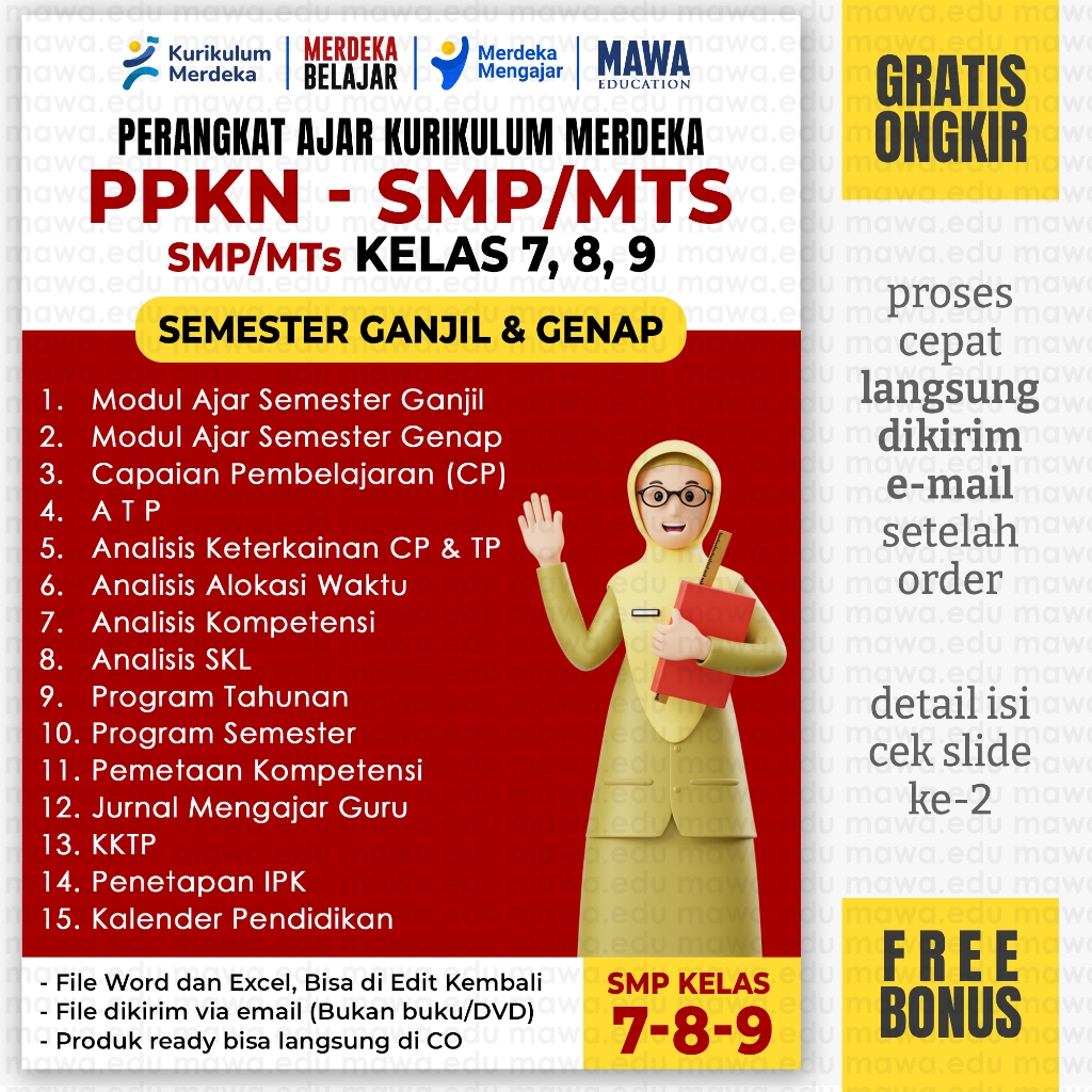 Jual Perangkat Ajar PPKn Kelas 7,8,9 VII, VIII, IX IKM - Kumer ...
