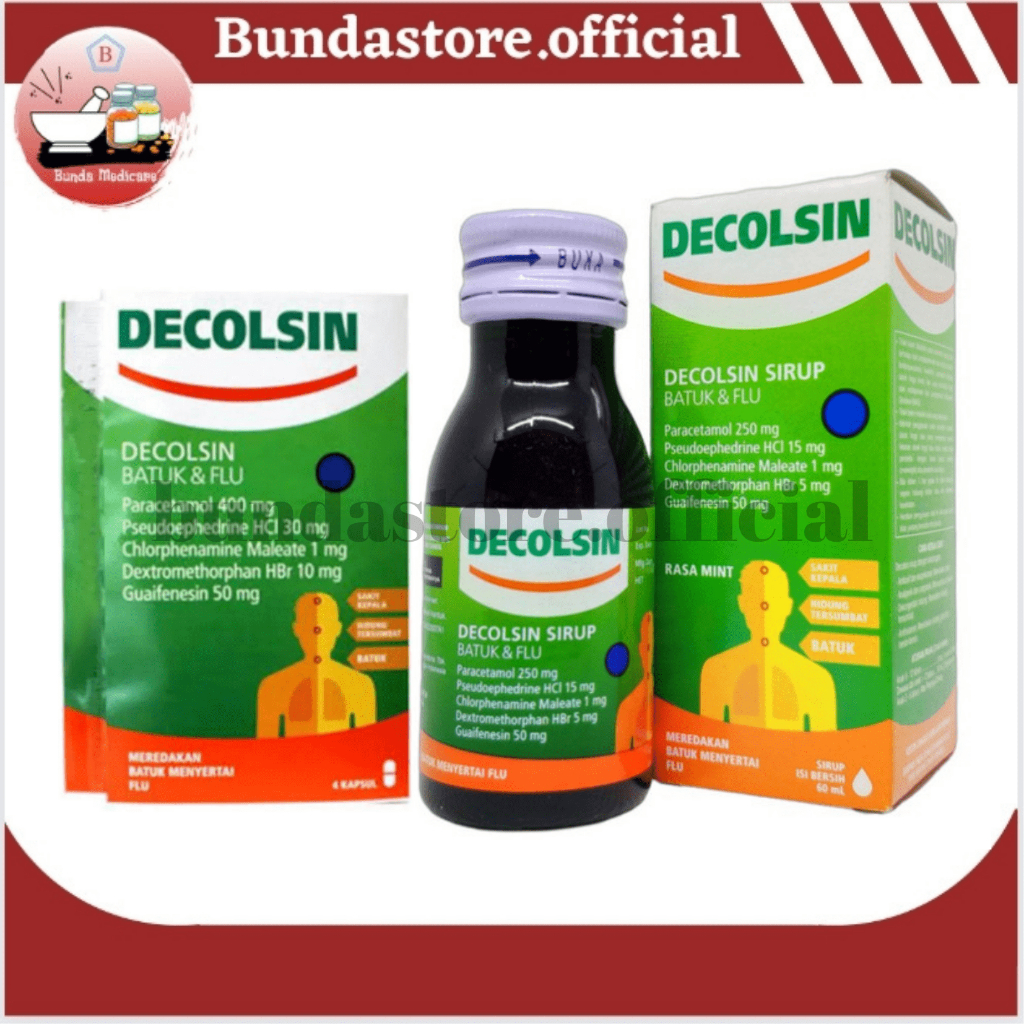 Jual Decolsin - (Strip 4 Kaplet / Sirup 60 ml) - Obat Batuk Pilek Demam ...