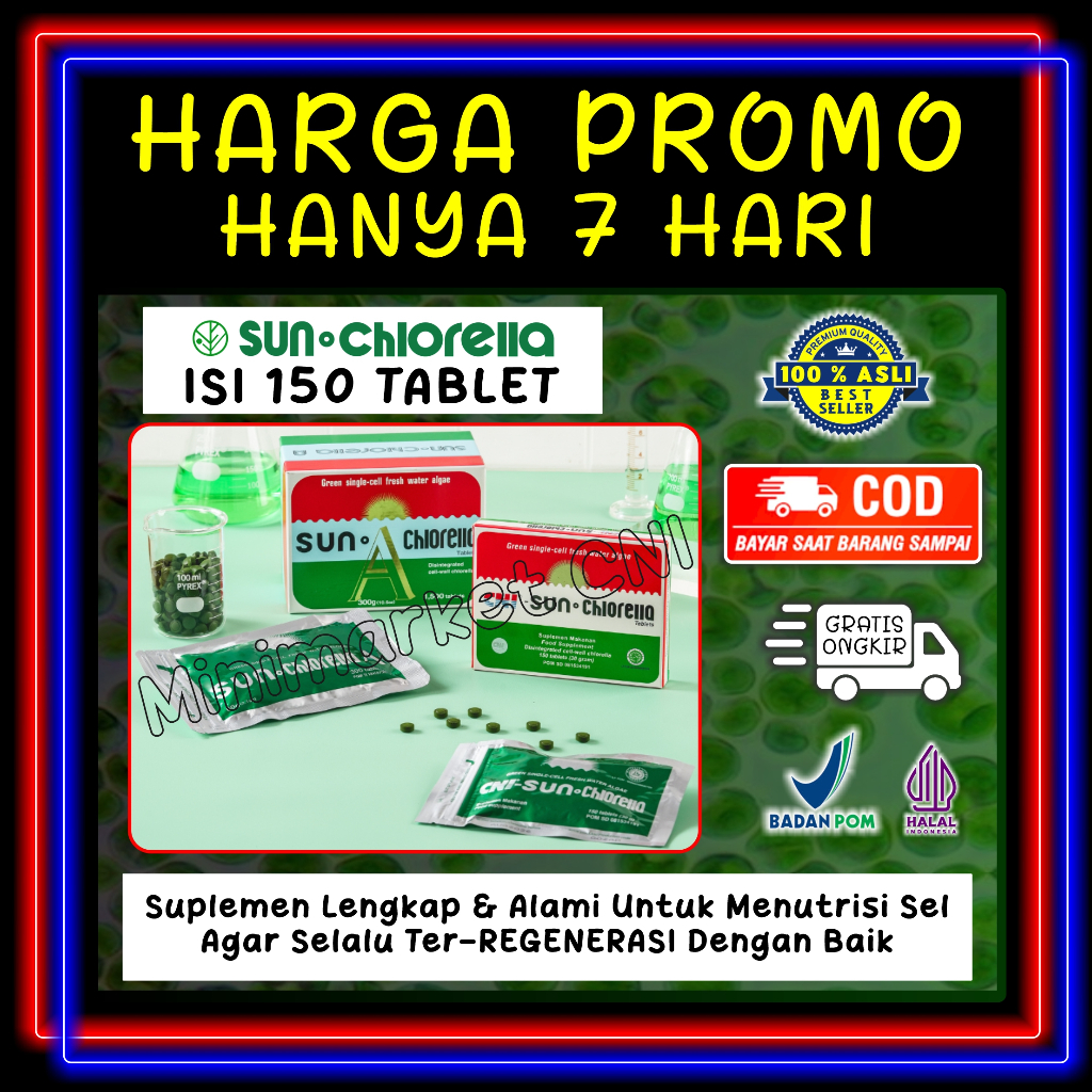 Jual CNI Sun Chlorella 150 dan 300 tablet Suplemen Regenerasi Sel ...