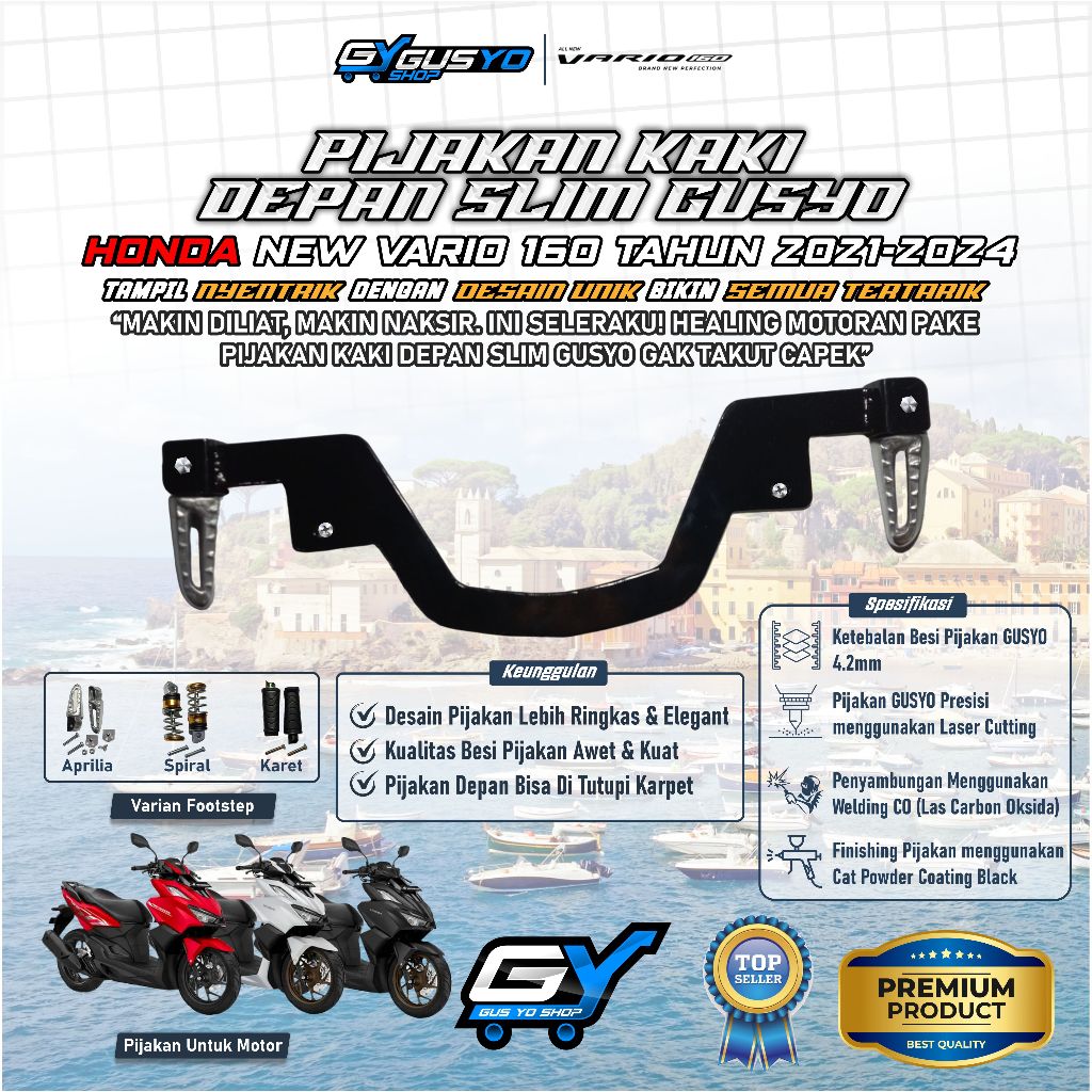 Jual Pijakan kaki Motor / Footstep Motor Vario 160 fi abs cbs 2021-2025 postep model slim ...