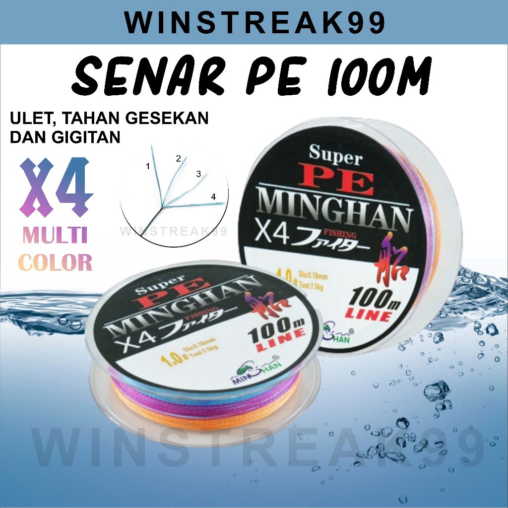 Jual TAFFSPORT SENAR PE 100 METER X4 BENANG TALI PANCING SUPER P E 4 ...