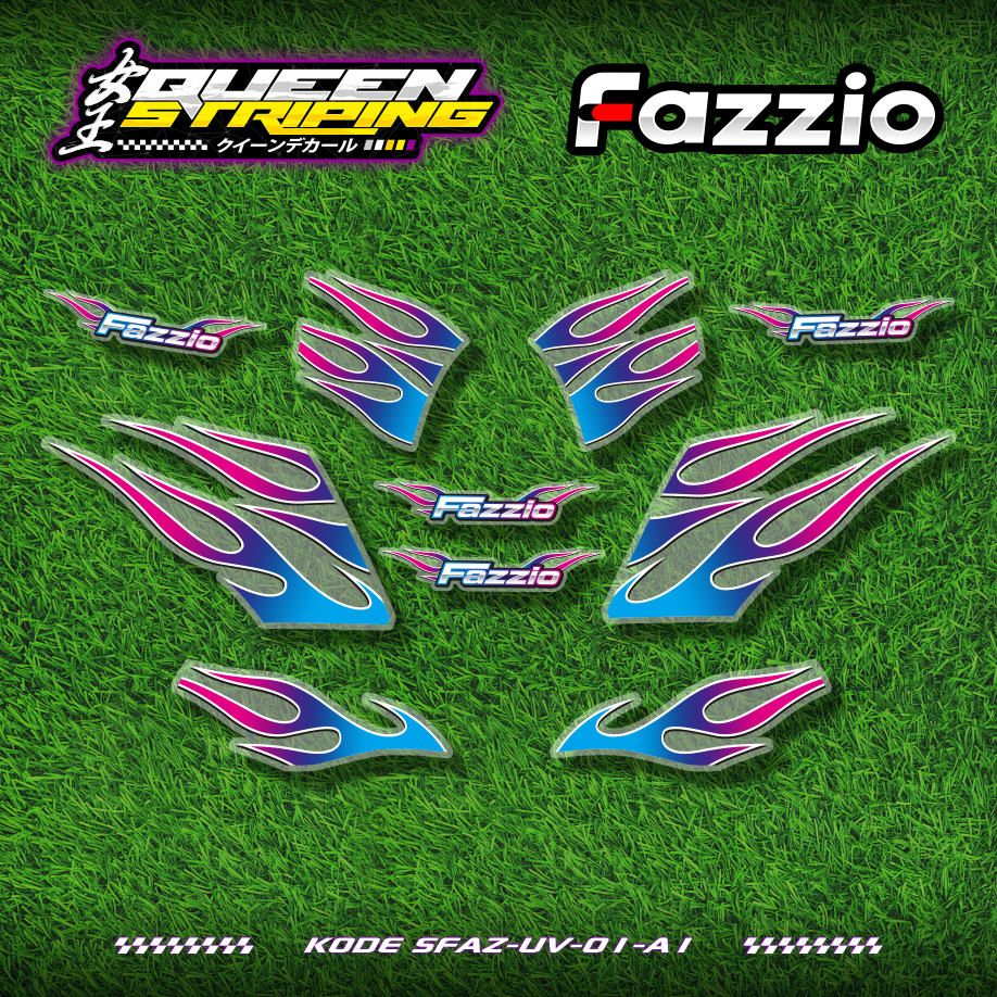 Jual Striping Transparan Body Motor FAZZIO Desain Custom Api Rainbow ...
