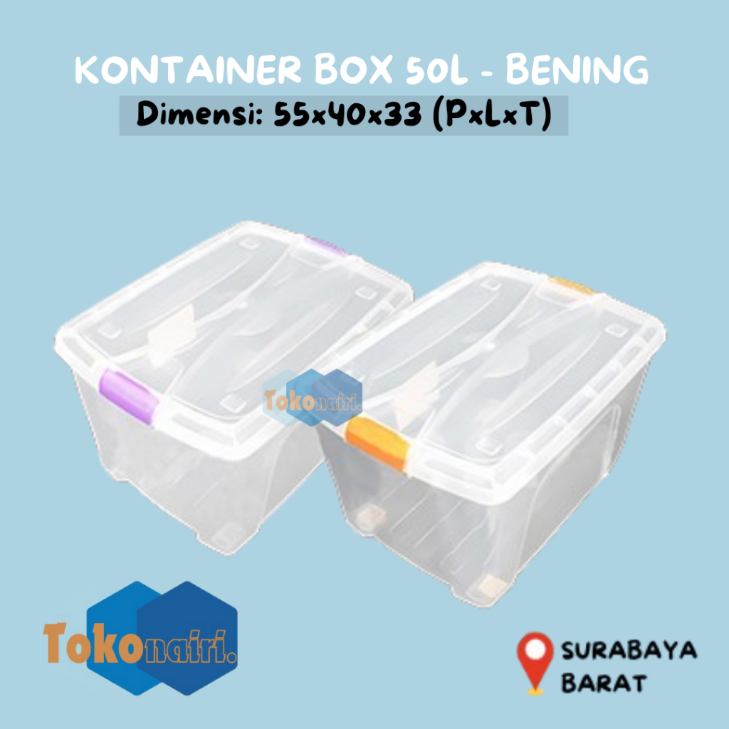 Jual KONTAINER BOX 50L + RODA / BOX KONTAINER PLASTIK / CONTAINER BOX ...