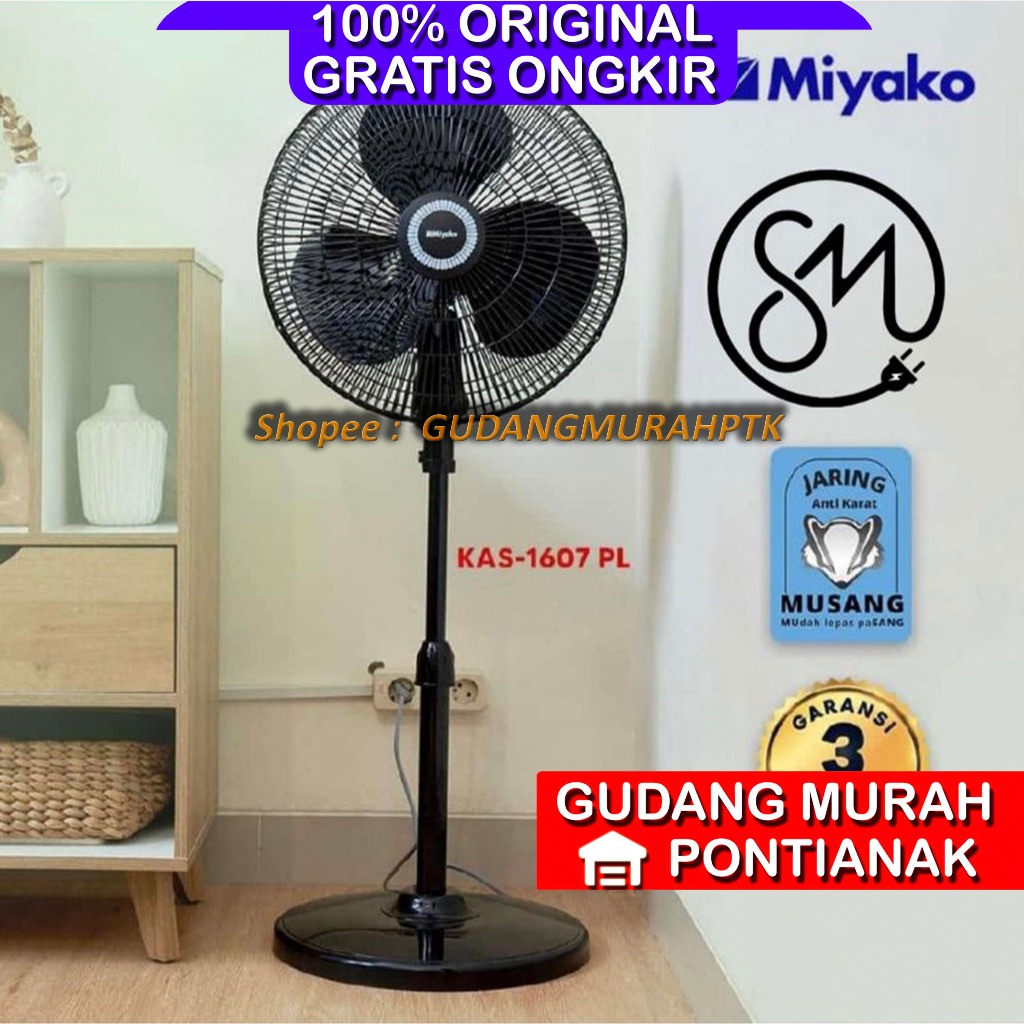 Jual Kipas Angin Berdiri Miyako Hitam Kaki Pemberat Bulat Stand Fan 16 ...