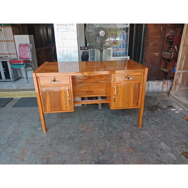 Jual Meja Tulis / Kantor Kayu Jati (2 Laci) | Shopee Indonesia