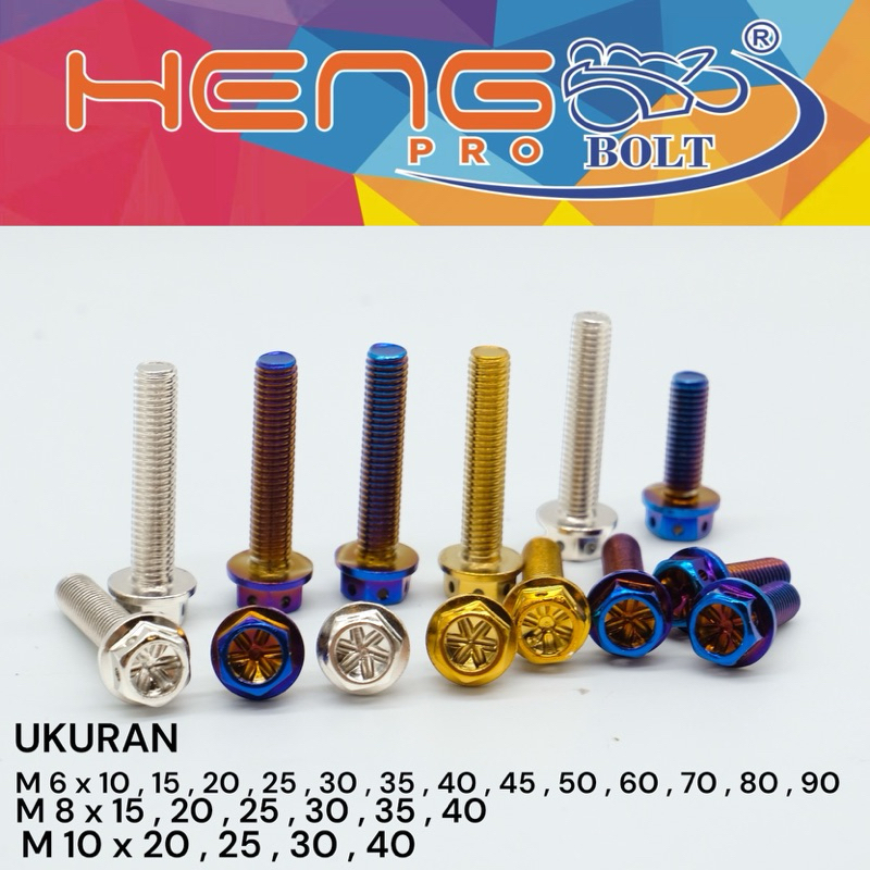 Jual BAUT PROBOLT HENG FLOWER STAINLESS STENLIS UKURAN DRAT 10 12 14 m6x10 m6x15 m6x20 m6x25 ...