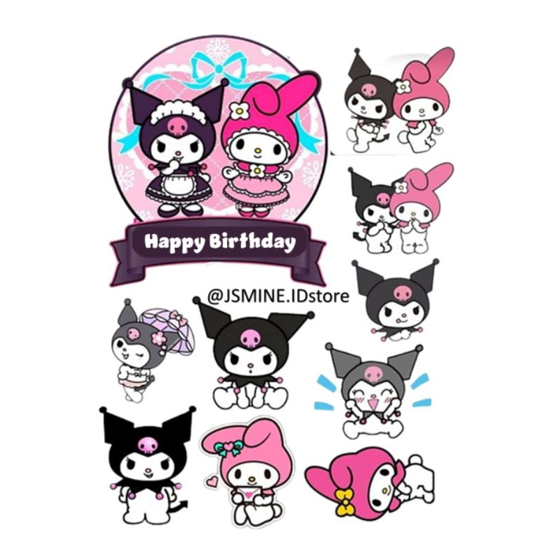 Jual Topper/Hiasan Kue ULTAH tema KUROMI custom | Shopee Indonesia
