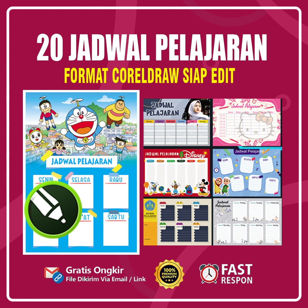 Jual 20 Desain Jadwal Palajaran CorelDraw CDR 2019 | Shopee Indonesia