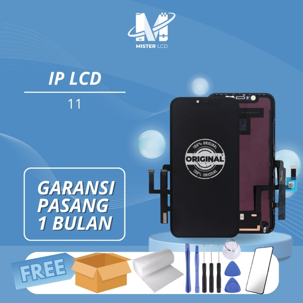 Jual LCD IP 11 FULLSET ORIGINAL FREE OPENING SET + TEMPERED GLASS ...