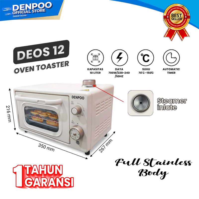 Jual DENPOO OVEN TOASTER PEMANGGANG DEOS 12 10 LITER | Shopee Indonesia