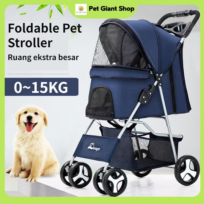 Jual Stroller Anjing Kucing Pet Stroller Roda 4 Murah | Shopee Indonesia