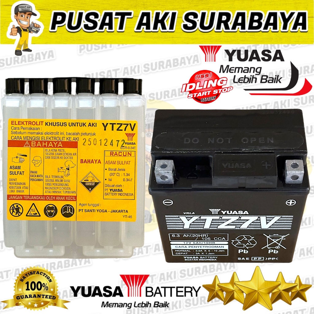 Jual AKI ORIGINAL KUALITAS TINGGI YUASA YTZ7V 6 AH MOTOR ZX 10R AEROX ...