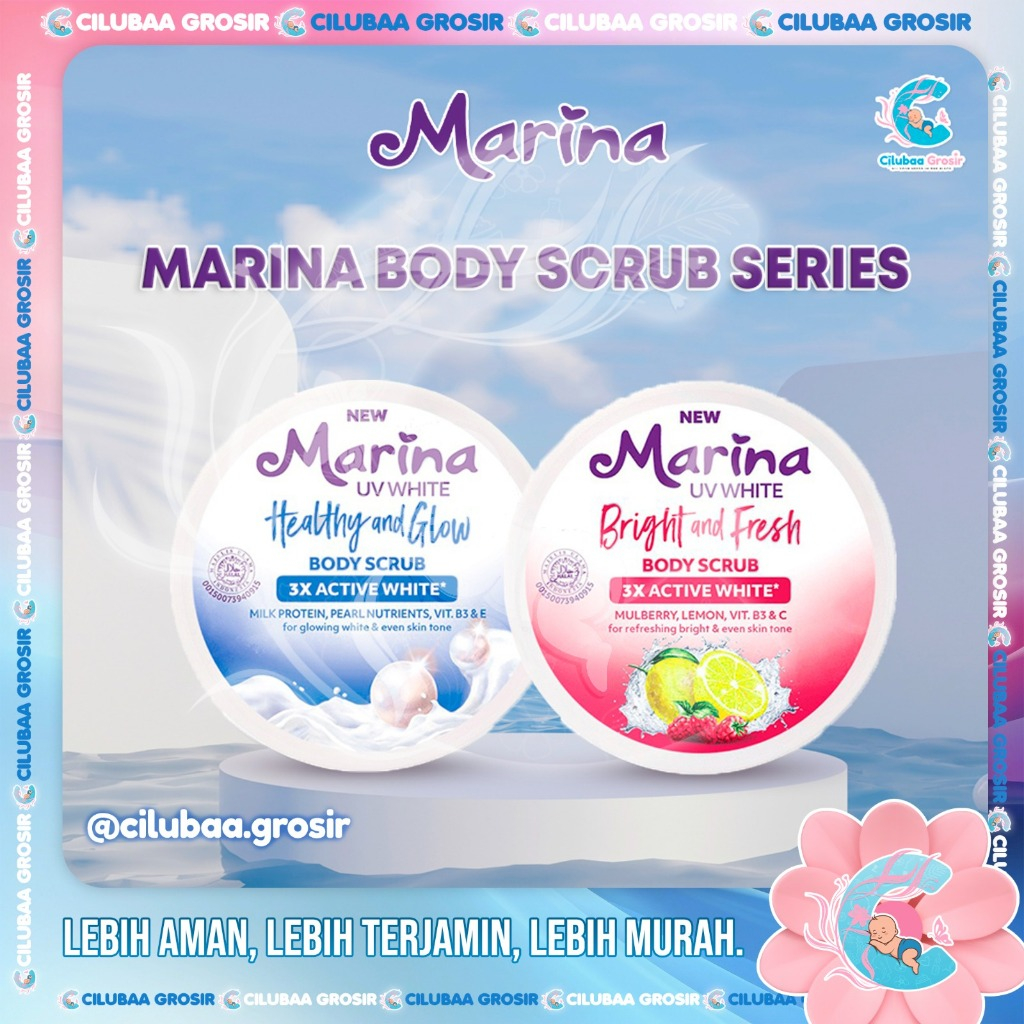Jual MARINA UV White Healthy & Glow Body Scrub || Marina Healthy Glow || Bright & Fresh Body ...