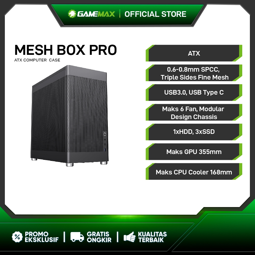 Jual GameMax Mesh Box Pro ATX Gaming PC Case | Shopee Indonesia
