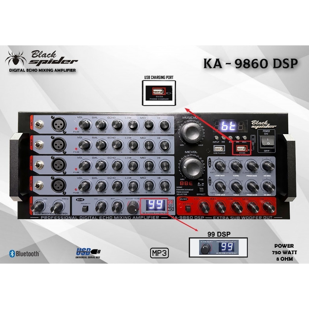 Jual amplifier black spider ka9860dsp / ka 9860 dsp / ka9860 dsp 99 ...