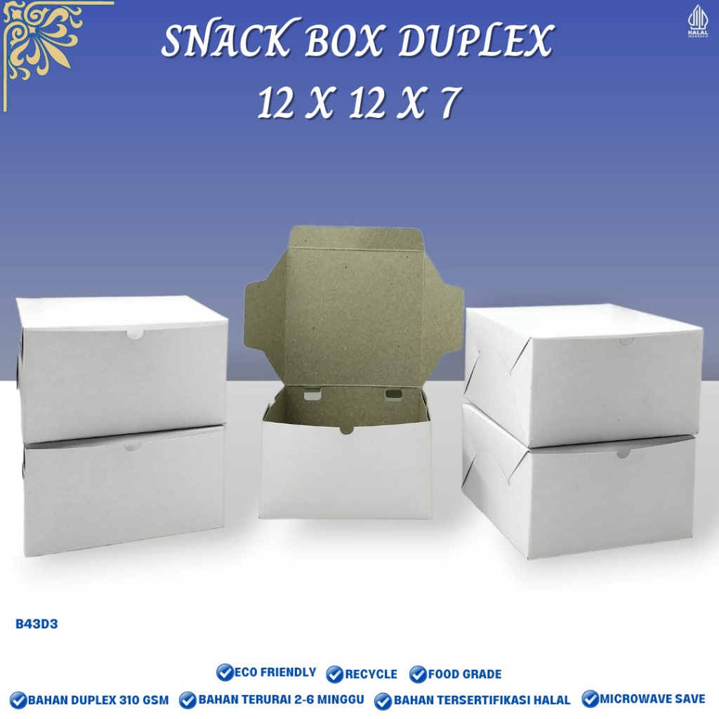 Jual Snack Box duplek 12x12 Dus Snack (B43D3-12X12X7 Cm) | Shopee Indonesia