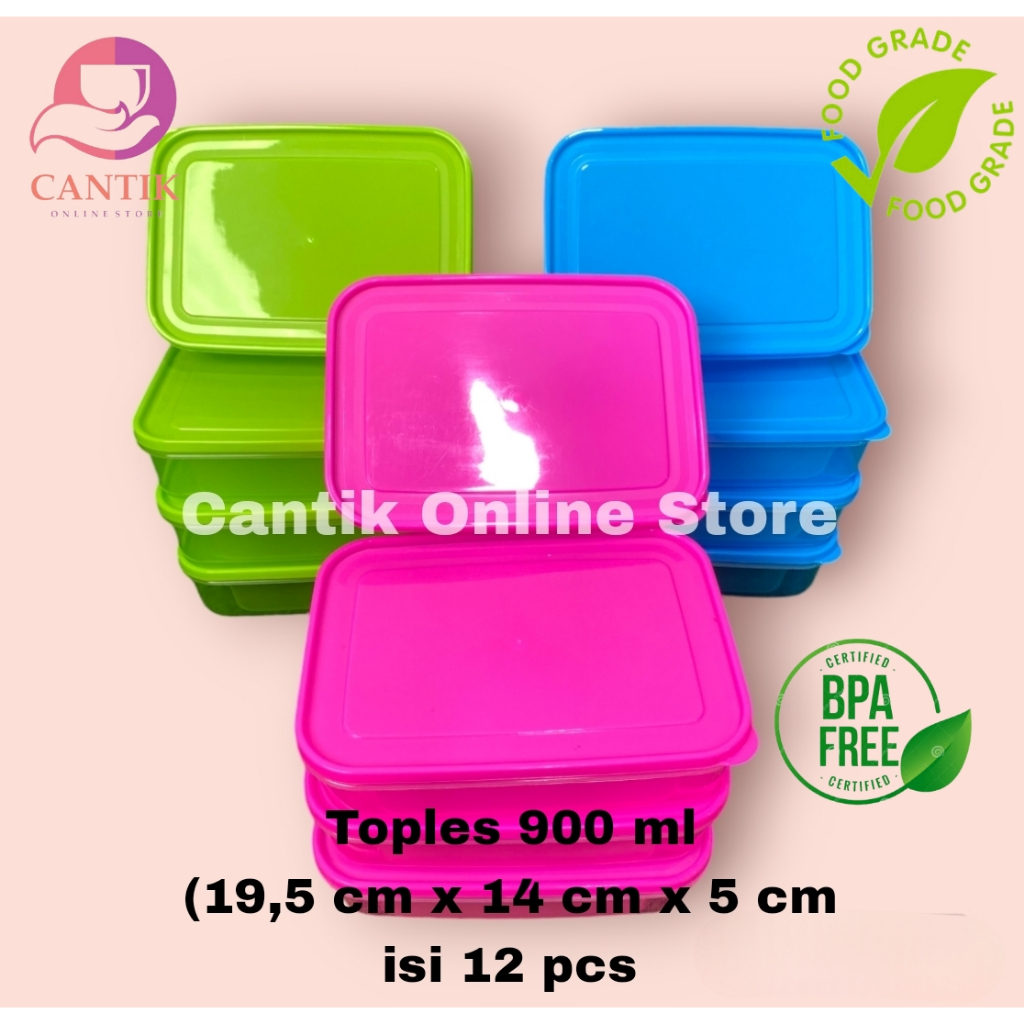 Jual Toples/Sealpack KMP set isi 12 Pcs Plastik ukuran 900ml Kotak Plastik/Kotak Makan/Wadah ...