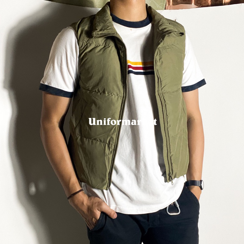 Jual GU PUFFER VEST SAGE GREEN | Shopee Indonesia