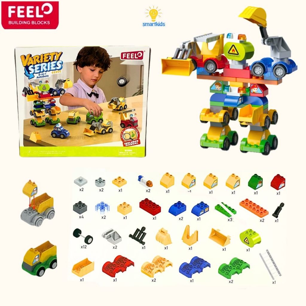 Jual Feelo Autobot 6 in 1 Cars 57 pcs Bricks Mainan Edukasi Anak DIY ...