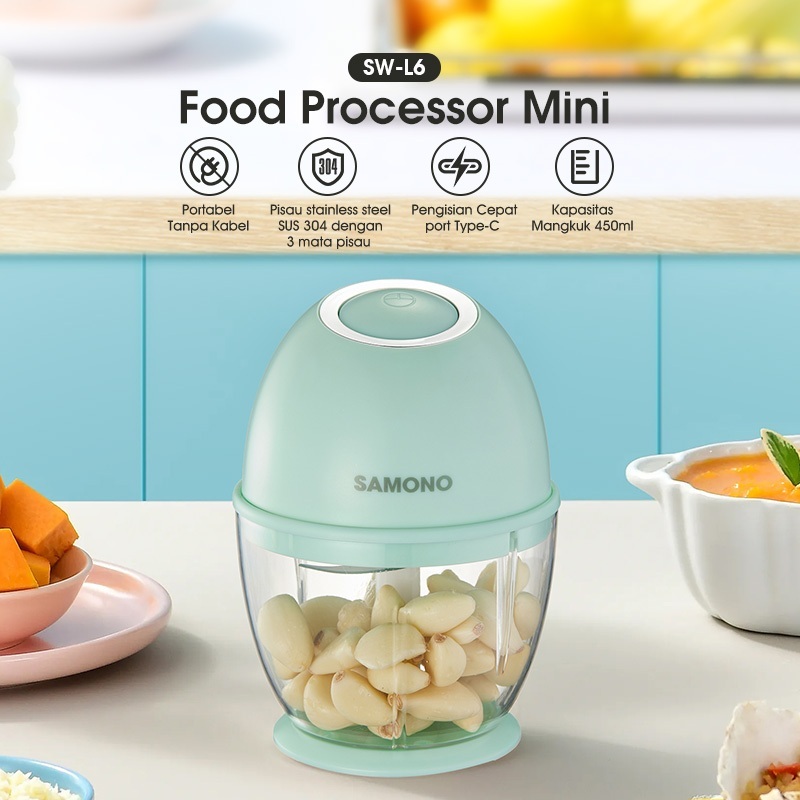 Jual Samono Mini Chopper Portable Kapasitas 450ml Penggiling Bumbu ...