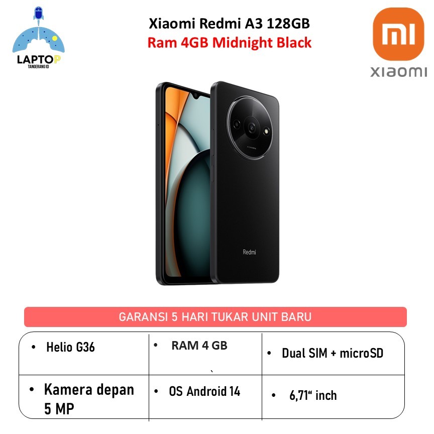 Jual Xiaomi Redmi A3 128GB Extented Ram 4GB Helio G36 Dual AI Camera 6.71" Garansi Resmi Xiaomi ...