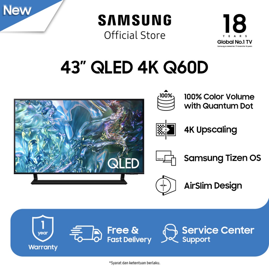 Jual Samsung Smart TV 43 inch QLED 4K Q60D dengan 100% Color Volume ...